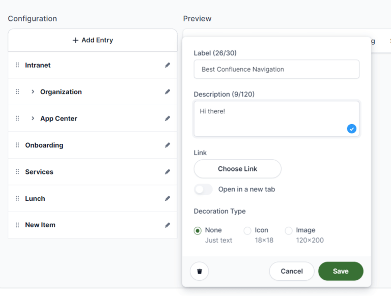 Customize your Confluence Navigation menu | appanvil