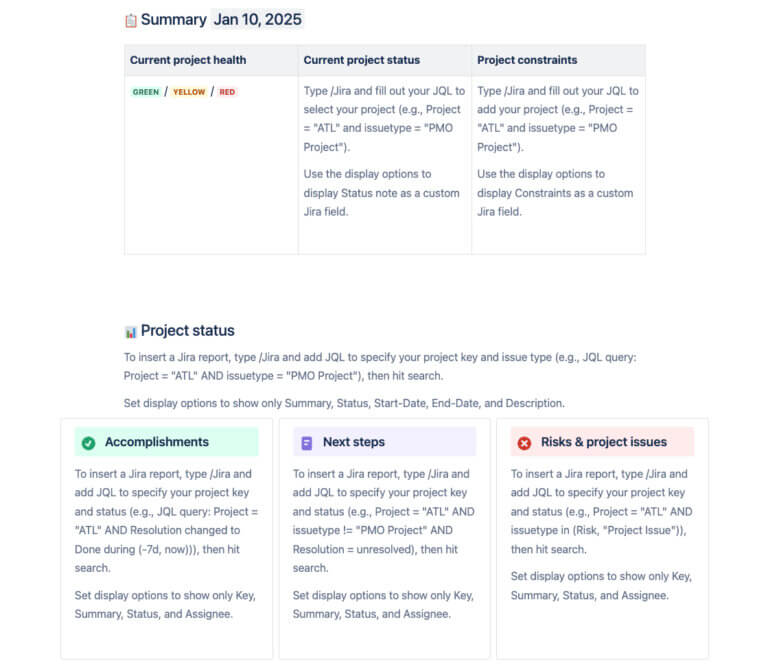 How to Create Stunning Project Status Reports in Confluence | appanvil
